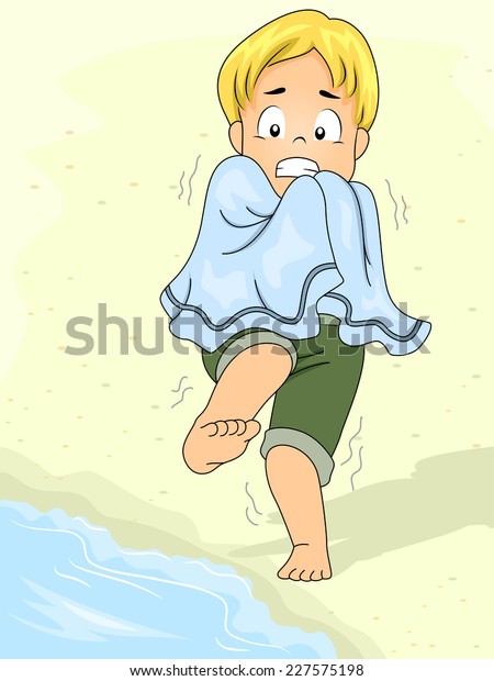 Illustration Featuring Boy Afraid Go Into: เวกเตอร์สต็อก (ปลอดค่า ...