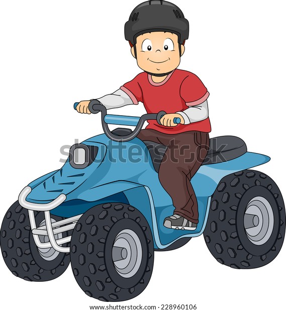 Illustration Featuring Boy Riding All Terrain: เวกเตอร์สต็อก (ปลอดค่า ...