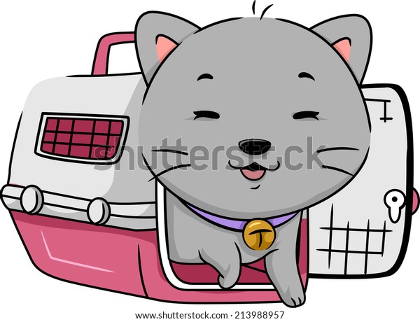 Illustration Featuring Cat Happily Stepping Out Stock Vector (Royalty ...