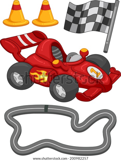 Illustration Featuring Different Race Car Elements Stock Vector ...