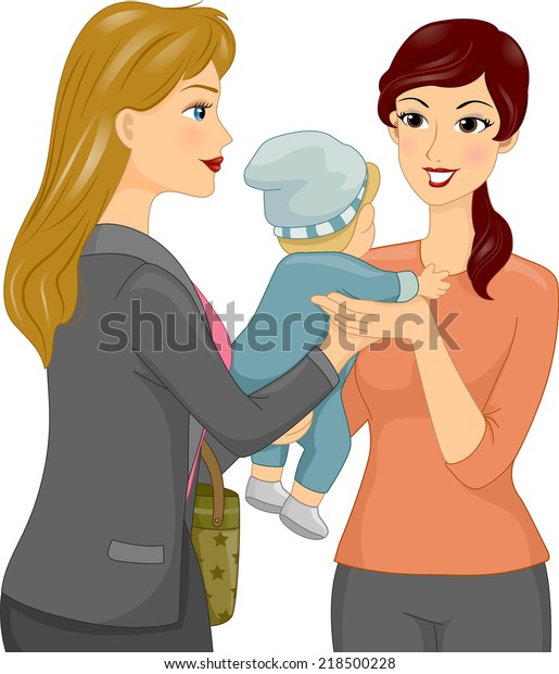 Illustration Featuring Female Babysitter Taking Baby Stock Vector ...