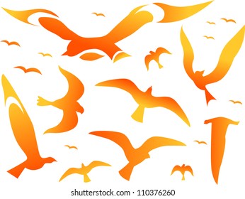 Illustration Featuring Flames Bird Silhouettes Stock Vector (Royalty ...