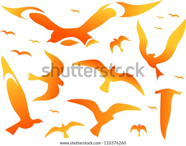 Illustration Featuring Flames Bird Silhouettes Stock Vector (Royalty ...
