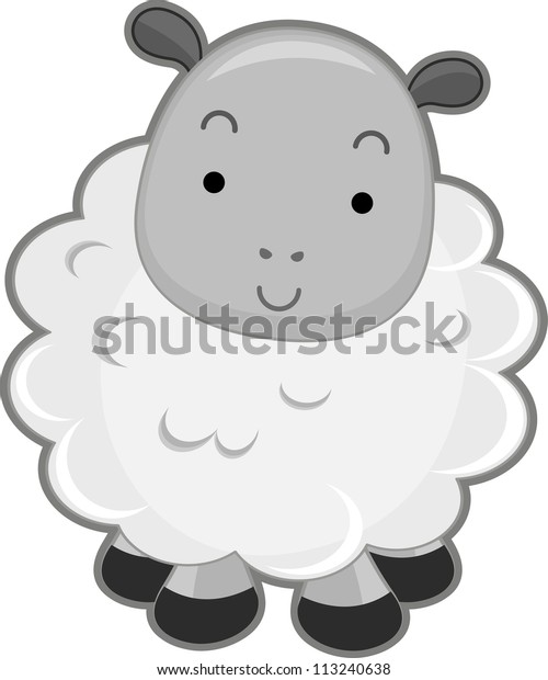 Illustration Featuring Front View Smiling Sheep Stock Vector (Royalty ...