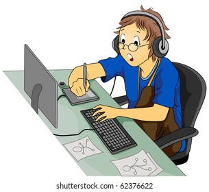 Illustration Featuring Graphic Artist Work Vector Stock Vector (Royalty ...