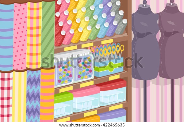 Illustration Featuring Textile Shop Stock Vector (Royalty Free ...