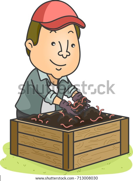 Illustration Featuring Young Gardener Introducing Earthworms Stock ...