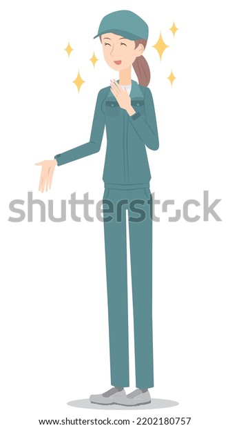 Illustration Female Contractor Safe Pose Stock Vector (Royalty Free ...