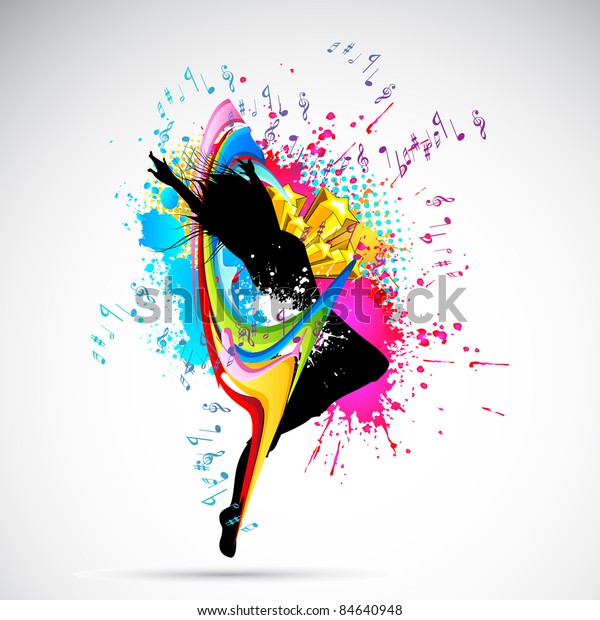 Illustration Female Dancing On Abstract Grungy Stock Vector (Royalty ...