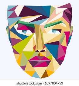 Illustration Female Face Fragmented Triangle Pattern Stock Vector ...
