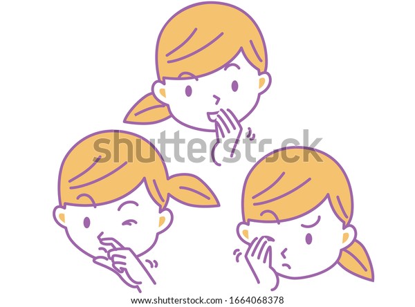 Illustration Female Face Touching Eyes Nose Stock Vector (Royalty Free ...