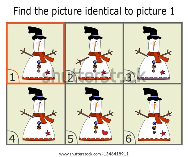 Illustration Finding Two Identical Pictures Educational Stock Vector ...