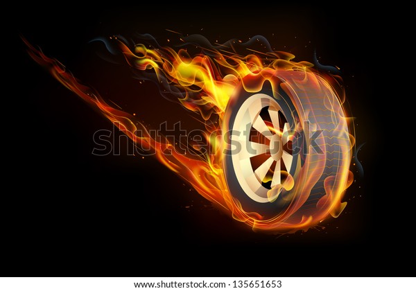 Illustration Fire Flame Tyre Showing Speed Stock Vector (Royalty Free ...