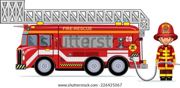 Illustration Firefighter Car Stock Vector (Royalty Free) 226425067 ...