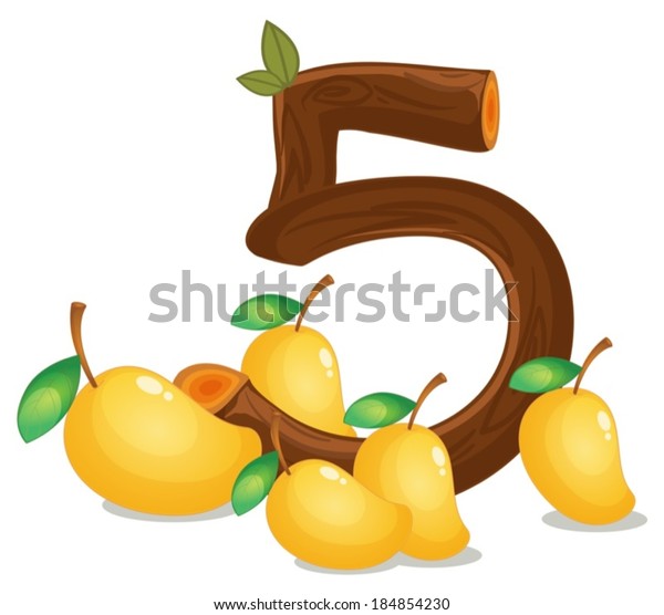 Illustration Five Mangoes On White Background Stock Vector (Royalty ...