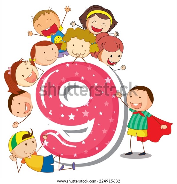 Illustration Flashcard Number Nine Stock Vector (Royalty Free ...