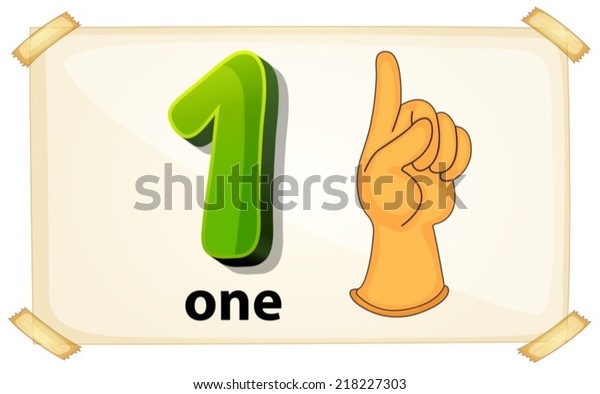 Illustration Flashcard Number One Stock Vector (Royalty Free) 218227303 ...