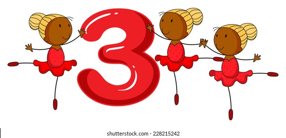 Illustration Flashcard Number Three Stock Vector (Royalty Free ...