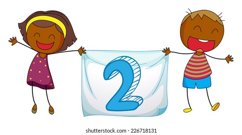 Illustration Flashcard Number Two Stock Vector (Royalty Free) 226718131 ...