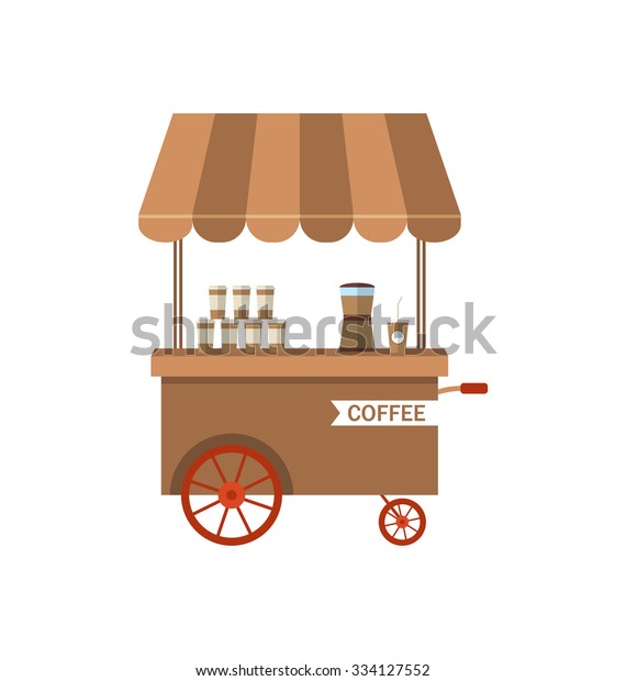 Illustration Flat Icon Cart Coffee Isolated Stock Vector (Royalty Free ...