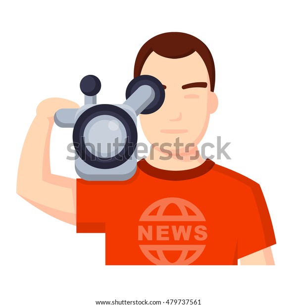 Illustration Flat Icon Icon Videographer Graphic Stock Vector (Royalty ...