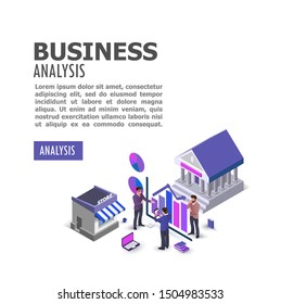 Illustration Flat Isometric Business Analysis Concept Stock Vector ...