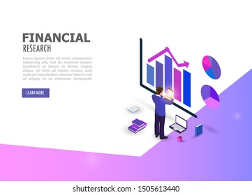 Illustration Flat Isometric Business Analysis Concept Stock Vector ...