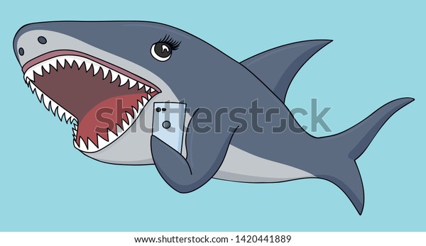 Illustration Flat Style Female Shark That Stock Vector (Royalty Free ...