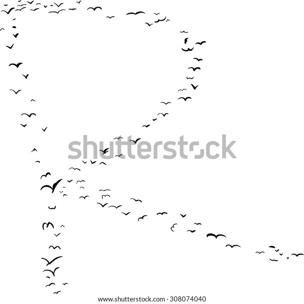 Illustration Flock Birds Shape Letter R Stock Vector (Royalty Free ...