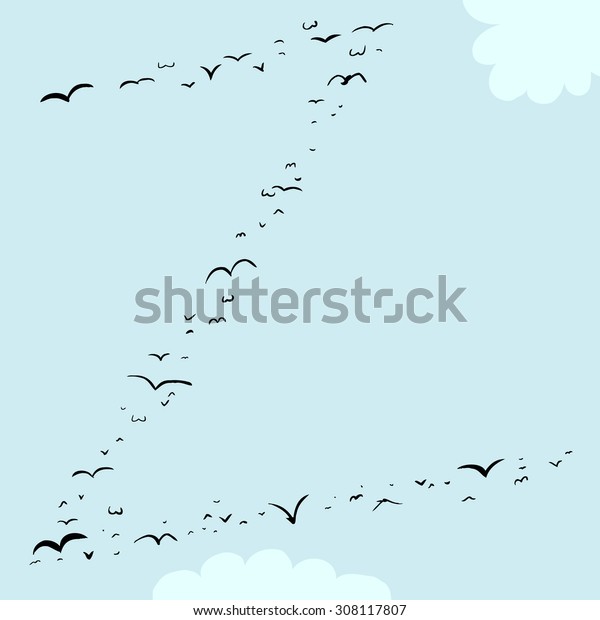 Illustration Flock Birds Shape Letter Z Stock Vector (Royalty Free ...