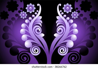 Illustration Flower Design Black Background Stock Vector (Royalty Free ...
