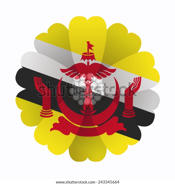 Illustration Flower Flag Brunei Stock Vector (Royalty Free) 243345664 ...