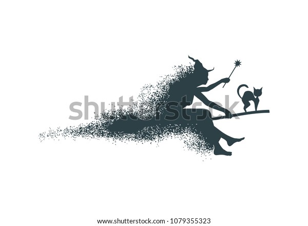 Illustration Flying Young Witch Icon Composed Stock Vector (Royalty ...