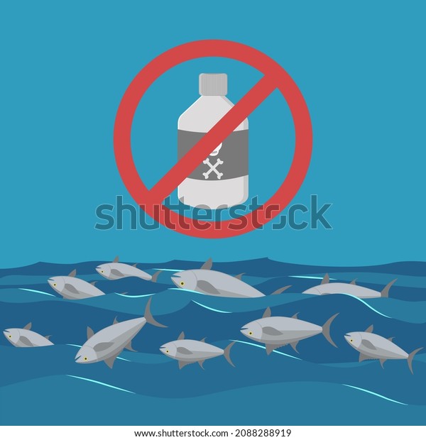 Illustration Forbidden Poison Oceans Causing Fish Stock Vector (Royalty ...