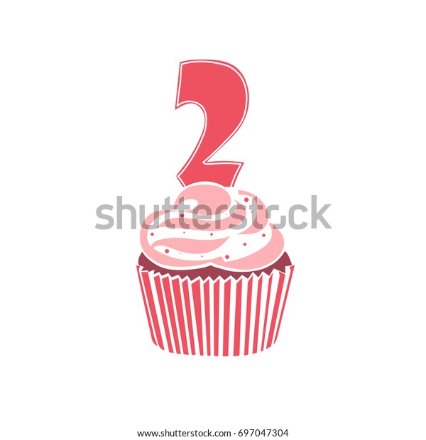 Illustration Form Cupcake Number Two Colorful Stock Vector (Royalty ...