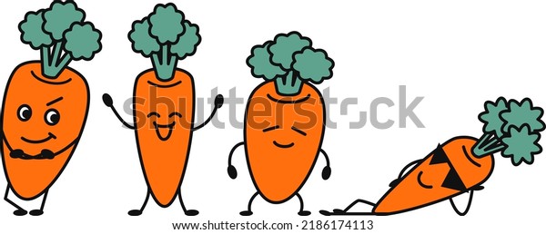 Illustration Four Carrot Characters Vector Illustration Stock Vector ...