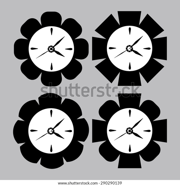 Illustration Four Clocks Stock Vector (Royalty Free) 290290139