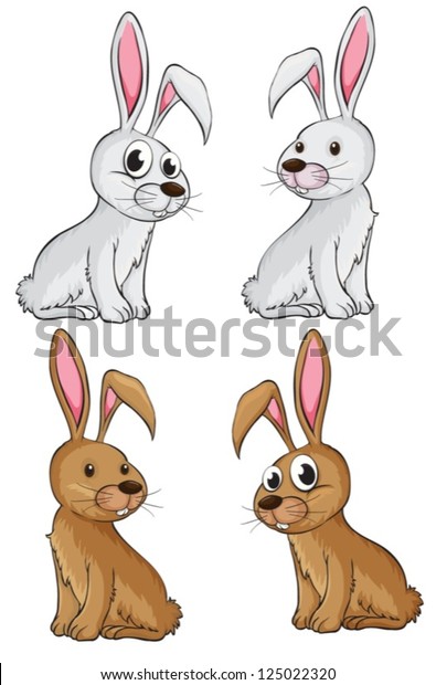 Illustration Four Rabbits On White Background Stock Vector (Royalty ...