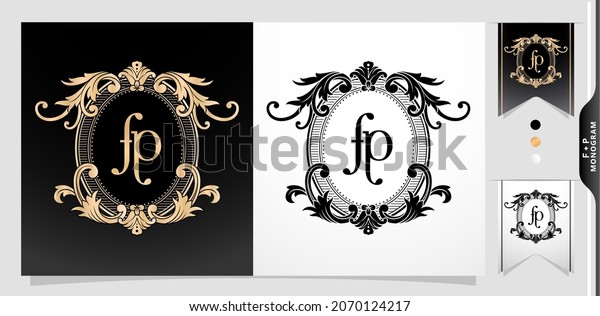 Illustration Fp Pf Monogram Coat Arms Stock Vector (Royalty Free ...