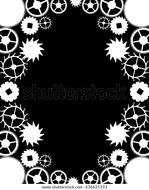 Illustration Frame Gears Isolated On Black Stock Vector (Royalty Free ...