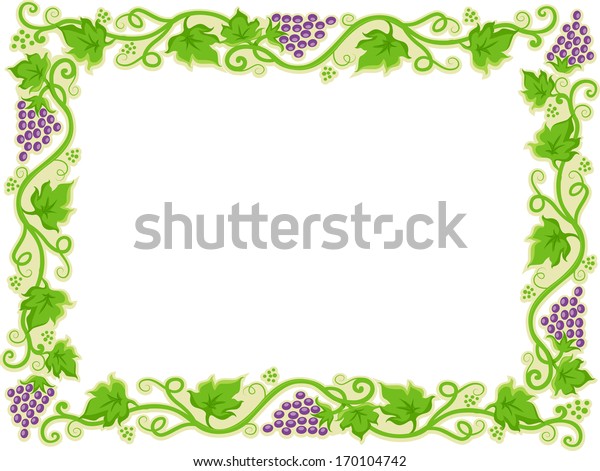 Illustration of a Frame with Grapevines for Borders