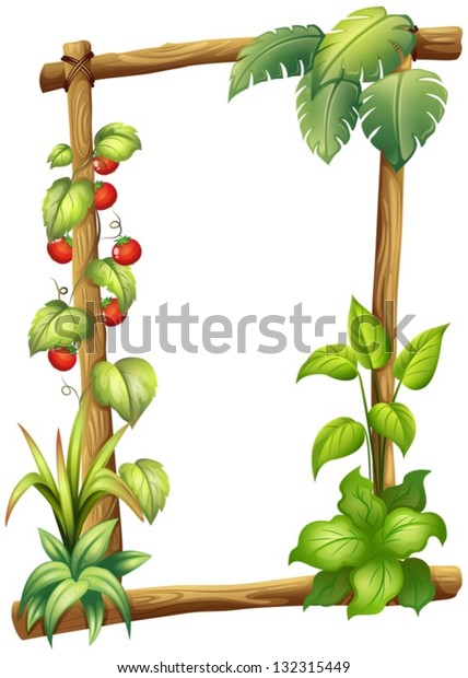 Illustration Frame Plants On White Background Stock Vector (Royalty ...