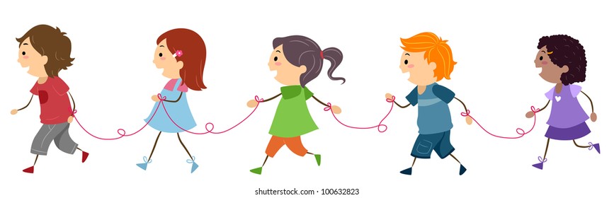 Illustration Friends Connected By String Stock Vector (Royalty Free ...
