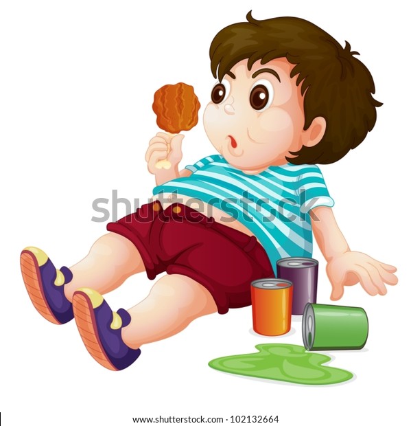 Illustration Full Fat Kid Stock Vector (Royalty Free) 102132664