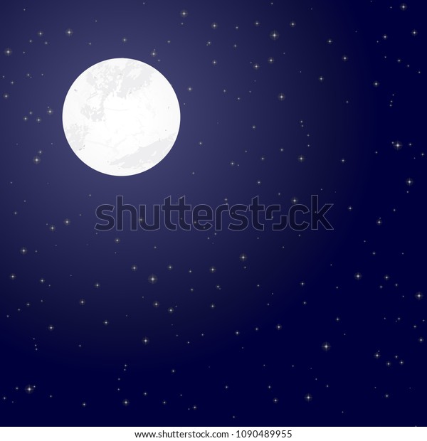 Illustration Full Moon Starry Night Background Stock Vector (Royalty ...
