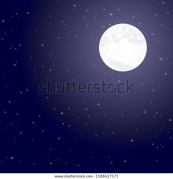 Illustration Full Moon Starry Night Background Stock Vector (Royalty ...