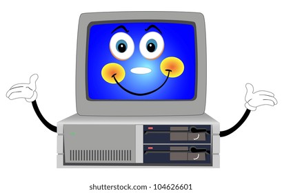 Illustration Funny Computer On White Background Stock Vector (Royalty ...