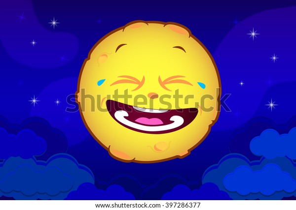 Illustration Funny Facial Expression Moon Laughing Stock Vector ...