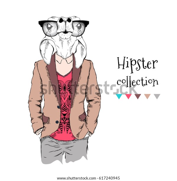 Illustration Funny Roe Deer Hipster Dressed Stock Vector (Royalty Free ...
