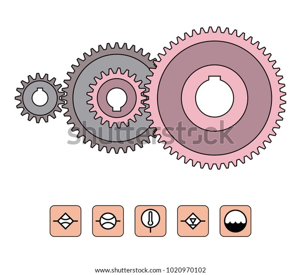 Illustration Gear Transmission Gear Train Stock Vector (Royalty Free ...